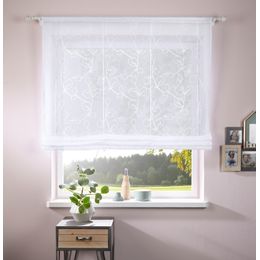 Raffrollo OTTO HOME, B:60cm H:130cm, wei&szlig;, Voile, Obermaterial: 100% Polyester, K&uuml;che, Raffrollos, "Adele", mit Stickerei