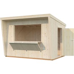 Gartenhaus Palmako "Kira", beige (wei&szlig;, wei&szlig;), Fu&szlig;boden im Gartenhaus, ohne Dacheindeckung, Massivholz, Gartenh&auml;user, Gartenhaus