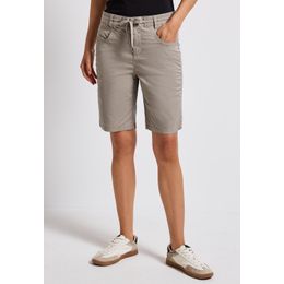 Street One Damen Bermudas, beige, Gr. 44, unifarben, Web, 98% Baumwolle, 2% Elasthan, Hosen, Middle Waist