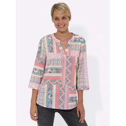 Classic Basics Damen Schlupfbluse, rosa, Gr. 36, gemustert, mehrfarbig, 100% Polyester, Blusen
