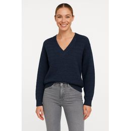 V&eacute;ro Moda VERO MODA Damen Strickpullover "VMBOOM STRUCTURE LS V-NECK PULLOVER BOO"navy blazer detail:melange, Gr. M, meliert, Strick, Obermaterial: 85%