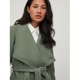 Vila Damen Kurzmantel "VICOOLEY COLLAR BELT COAT - NOOS", gr&uuml;n, Gr. 44, unifarben, Web, Obermaterial: 100% Polyester, M&auml;ntel