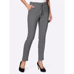 Classic Basics Damen Webhose, grau, Gr. 50, bedruckt, gemustert, mehrfarbig, 85% Polyester, 12% Viskose, 3% Elasthan, Hosen
