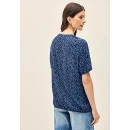 Cecil Damen Kurzarmbluse, blau, Gr. S, bedruckt, Stoff, 100% Viskose, Blusen, aus softer Viskose
