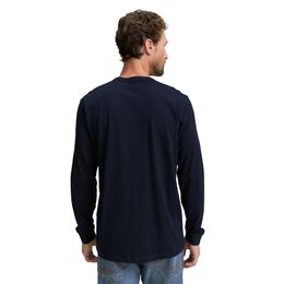 Tom Tailor Herren Langarmshirt, blau, Gr. XXL, unifarben, Single Jersey, Obermaterial: 100% Baumwolle, Shirts, mit Logo Stickerei