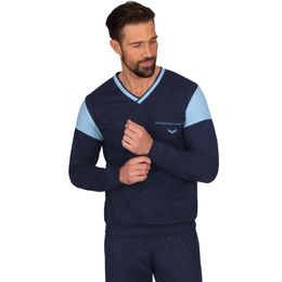 TRIGEMA Herren Schlafanzug "TRIGEMA Modisches Schlafanzugoberteil mit Brusttasche", Gr. XL, blau, Single Jersey, 100% Baumwolle, Basic, Homewear-Sets