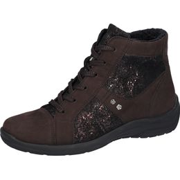 Waldl&auml;ufer WALDL&Auml;UFER Damen Winterboots "HESNA", Gr. 6,5dunkelbraun, Nappaleder, Nubukleder, Reptilienpr&auml;gung, Schuhe, Winterstiefelette, Schn&uuml;rboots mit
