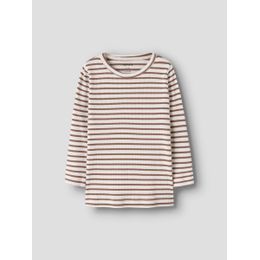 name it M&auml;dchen Langarmshirt "NMNBANI LS XSL TOP NOOS"toasted coconut, Gr. 110, geringelt, gestreift, Jersey, Obermaterial: 57% Baumwolle, 38% Modal,