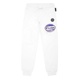 Philipp Plein M&auml;dchen Jogginghose "Racing"01, wei&szlig;, Gr. 8, Obermaterial: 95% Baumwolle, 5% Kaschmir, Hosen