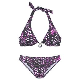 Bruno Banani Damen B&uuml;gel-Bikini, rosa, Gr. 38, bedruckt, gepunktet, Microfaser, Bikini-Sets, als Neckholder-Variante
