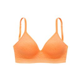 Lascana Damen Bralette-BH "Freya", Gr. 85, orange, Spitze, Obermaterial: 36% Polyamid, 29% Polyester, 27% Baumwolle, 8% Elasthan, BHs, ohne B&uuml;gel mit