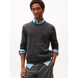Tommy Hilfiger Herren Rundhalspullover "ESSENTIAL COTTON", grau, Gr. M, Strick, Obermaterial: 100% Baumwolle, Pullover, Crewneck Regular Fit Premium