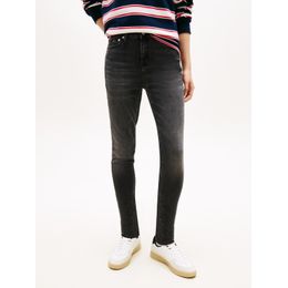 Tommy Jeans Damen Skinny-fit-Jeans "NORA MR SKNY AH1280"denim schwarz2, Gr. 29, unifarben, Denim/Jeans, Obermaterial: 99% Baumwolle, 1% Elasthan,