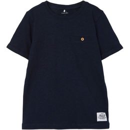 name it Jungen Kurzarmshirt "NKMVINCENT SS TOP F NOOS"schwarz sapphire, Gr. 122, unifarben, Jersey, Obermaterial: 100% Baumwolle, Shirts, Baumwolle,