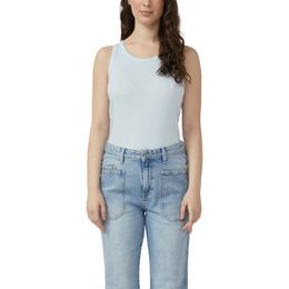 s.Oliver Damen Tanktopsky blau, Gr. 46, unifarben, Rippware, Obermaterial: 95% Baumwolle, 5% Elasthan, Tops, in Rippoptik, Regular Fit,
