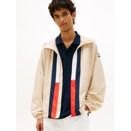 Tommy Jeans Herren Windbreaker "CHICAGO FLAG", beige, Gr. S, unifarben, Web, Obermaterial: 100% Polyester, Jacken, Regular fit mit Kapuze