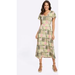 Inspirationen Damen Jerseykleid "Jersey-Kleid"altrosa, oliv, bedruckt, Gr. 38, bedruckt, gemustert, mehrfarbig, Jersey, 95% Viskose, 5% Elasthan,