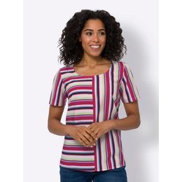 Classic Basics Damen Schlupfbluse, bunt, Gr. 50, gemustert, gestreift, mehrfarbig, 100% Polyester, Blusen