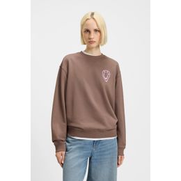 Hugo Damen Sweatshirt "Oversized Crew", braun, Gr. M, bedruckt, Sweatware, Obermaterial: 100% Baumwolle, Sweatshirts, Rundhals, mit Print