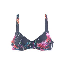 Sunseeker Damen B&uuml;gel-Bikini-Top "Modern", blau, Gr. 40, bedruckt, floral, Polyamid, Bikini-Oberteile, in kompakterer Form