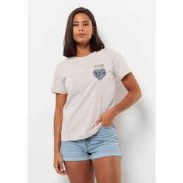 Jack Wolfskin Damen T-Shirt "DISCOVER HEART T W", grau, Gr. L, OBERSTOFF: 100% BAUMWOLLE, Shirts