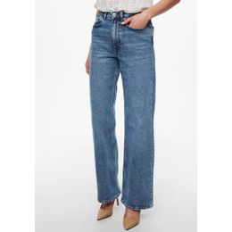 Only Damen High-waist-Jeans "ONLJUICY HW WIDE LEG", blau, Gr. 25, Abriebeffekte, Denim/Jeans, Obermaterial: 99% Baumwolle, 1% Elasthan, Jeans