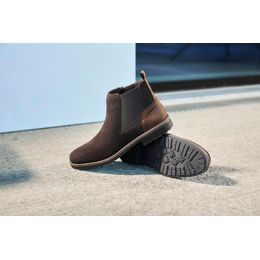 Rieker Herren Chelseaboots, Gr. 40dunkelbraun, Nubukleder, Veloursleder, Schuhe, Stiefelette, Casual-Boots in schmaler Form