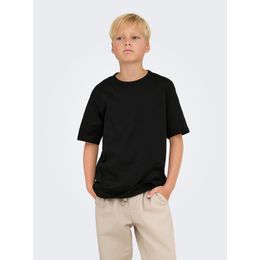 Jungen Rundhalsshirt "OSJFRED LIFE RLX SS TEE JRS NOOS"schwarz, Basic, Gr. 146, ONLY & SONS JUNIOR, unifarben, Single Jersey, Obermaterial: 100%