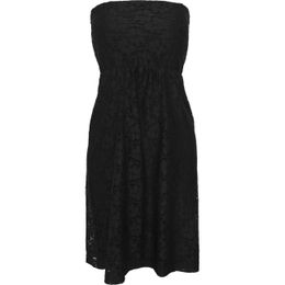 Urban Classics Damen Shirtkleid "Urban Classics Damen Ladies Laces Dress"schwarz, Gr. XS, unifarben, 94% Polyamid, 6% Elasthan, Kleider
