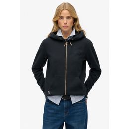 Superdry Damen Kapuzensweatjacke "Essential Logo Ziphood Hb"eclipse navy, Gr. XS, unifarben, Sweatware, Obermaterial: 70% Baumwolle, 30% Polyester,
