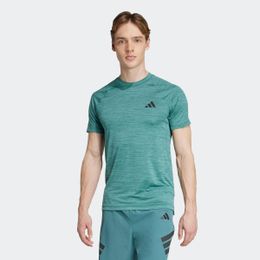 Herren T-Shirt "GYM+ TEE"preloved teal meliert, Gr. XXL, adidas Performance, Obermaterial: 92% Polyester, 8% Elasthan, Shirts