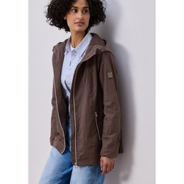 Kurzjacke Street One, Damen, Gr. 42, mahogany braun, Web, Obermaterial: 60% Polyester, 40% Polyamid. Futter: 100% Polyester, unifarben, normal h&uuml;ftbedeckend, Rundhals, elastischer Bund, Jacken Kurzjacke, mit Kapuze