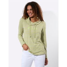 Casual Looks Damen Sweatshirtlindgr&uuml;n, wei&szlig;, geringelt, Gr. 38, gemustert, gestreift, mehrfarbig, 50% Baumwolle, 50% Polyester, Sweatshirts