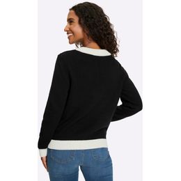 Heine Damen Strickjacke, schwarz-wei&szlig;, Gr. 36, gemustert, mehrfarbig, 100% Baumwolle, Strickjacken