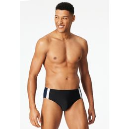 Badeslip Schiesser "Aqua", Herren, Gr. 9, N-Gr, 000, schwarz, Single Jersey, Obermaterial: 82% Polyamid, 18% Elasthan, Badehosen, Bund mit Kordel, seitliche Kontraststreifen