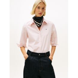 Tommy Hilfiger Damen Hemdbluse "ESS POPLIN REGULAR SHIRT"classic ithaca stp pink, Gr. 46, gestreift, Web, Obermaterial: 97% Baumwolle, 3% Elasthan,