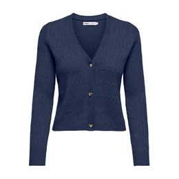 Only Damen Strickjacke "ONLKATIA LS CABLE V-NECK CARDIGAN CC KNT", blau, Gr. M, meliert, Strick, Obermaterial: 50% Viskose, 27% Nylon, 23% Polyester,