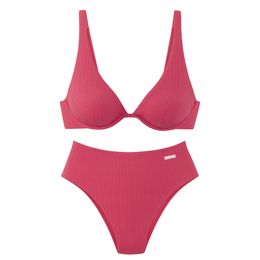 ELBSAND Damen B&uuml;gel-Bikini, rot, Gr. 36, strukturiert, unifarben, Recycling-Polyamid, Bikini-Sets, aus trendiger Rippware