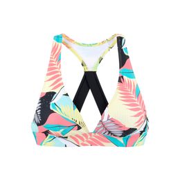 active by Lascana LASCANA ACTIVE Damen Triangel-Bikini-Top "Layne", bunt, Gr. 36, bedruckt, kontrastfarbene Details, Recycling-Polyamid, Bikini-Oberteile, mit Racerback