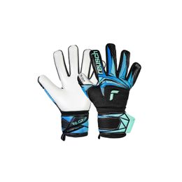 Reusch Kinder Torwarthandschuhe "Attrakt RE:GRIP NC Junior"schwarz, hellblau, Gr. 4, 34% Polyester, 25% Latex, 3% Lederimitat, 2% Gummi, 1%