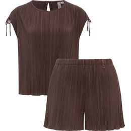 Ragwear Damen Blusenshirt "Veriel Set YOUMODO"dunkelbraun, Gr. XL, Material: 65% Polyester, 35% Viskose, Shirts, Set bestehend aus kurzer Hose und