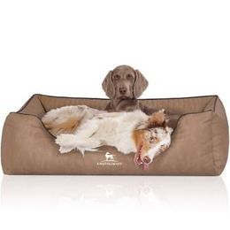 Knuffelwuff Orthop&auml;disches Hundebett Tampa aus laser-gestepptem Kunstleder braun/ beige XL
