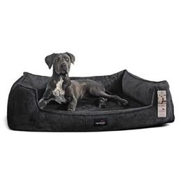 tierlando &reg; Orthop&auml;disches Hundebett FRANKLIN Kuscheliger Teddy-Stoff - Hundesofa anthrazit 1,6 m, 25 cm, 1,1 m