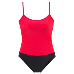 Lascana Damen Badeanzug, schwarz, Gr. 42, Colorblocking, unifarben, Polyamid, Badeanz&uuml;ge, Vordermieder f&uuml;r flacheren Bauch, verstellbare Tr&auml;ger