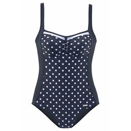 Lascana Damen Badeanzug, blau, Gr. 54, Print-Einsatz, Polyamid, Badeanz&uuml;ge, eingearbeitete Softcups, verstellbare Tr&auml;ger, modisches Druckdesign