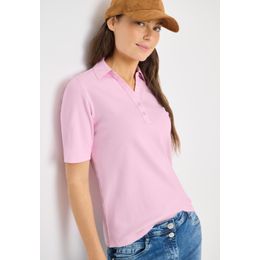 Poloshirt Cecil, Damen, Gr. XL (44), rosa (light blush rose), Web, 100% Baumwolle, unifarben, comfort fit normal, hoch geschlossener Ausschnitt, abgesteppt, Shirts, aus reiner Baumwolle