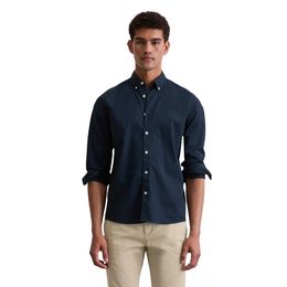 Marc O'Polo MARC O'POLO Herren Langarmhemd, blau, Gr. S, Obermaterial: 100% Baumwolle, Hemden, regular fit aus Bio-Baumwolle, Button-down-Kragen, mit Struktur