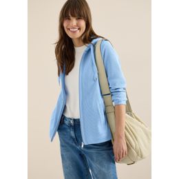 Cecil Damen Kapuzensweatjackesporty light blau, Gr. XXL, unifarben, Sweatware, Obermaterial: 80% Baumwolle, 15% Polyester, 5% Elasthan, Sweatjacken,