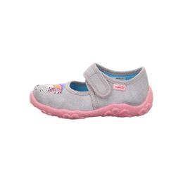 Superfit M&auml;dchen Hausschuh "BONNY WMS: mittel", Gr. 23hellgrau, Baumwolle, Schuhe, Klettschuh mit Einhornmotiv, Gr&ouml;&szlig;enschablone zum Download