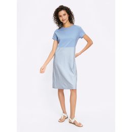 Heine Damen Jerseykleid "Jersey-Kleid", blau, Gr. 44, gemustert, mehrfarbig, Jersey, 95% Baumwolle, 5% Elasthan, Kleider